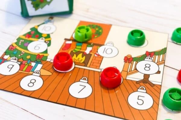 Free Christmas Roll and Cover Number Recognition Games