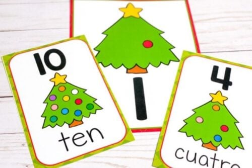 Free Printable Christmas Tree Counting Cards and Posters
