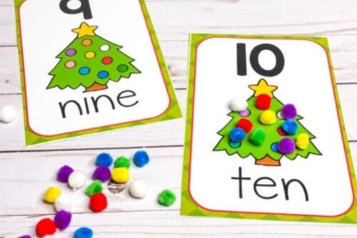 Free Printable Christmas Tree Counting Cards and Posters