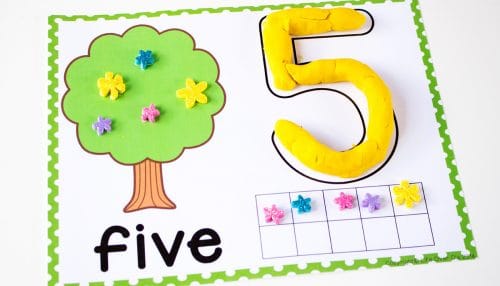 Free Printable Tree Play Dough Number Mats for 1 to 10