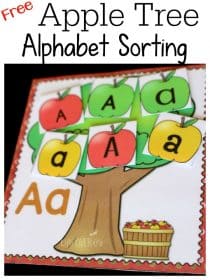 Free Printable Apple Alphabet Sorting Activity + Sensory Bin
