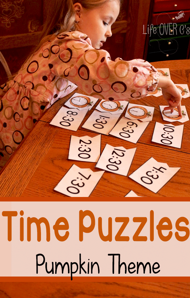 Free Printable Pumpkin Telling Time Puzzles for Kids