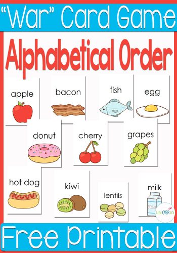 Free Printable Alphabetical Order “War” Card Game - Life Over C's