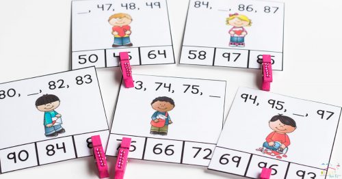 Free Printable Missing Number Clip Cards for Valentine's Day