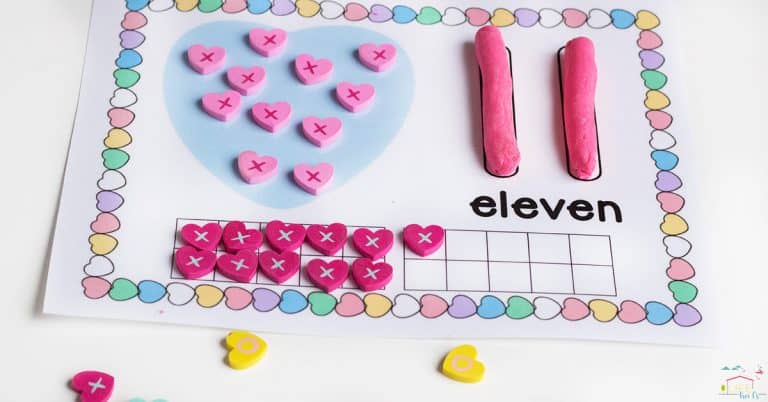 Free Printable Valentine's Day Number Mats for 11-20