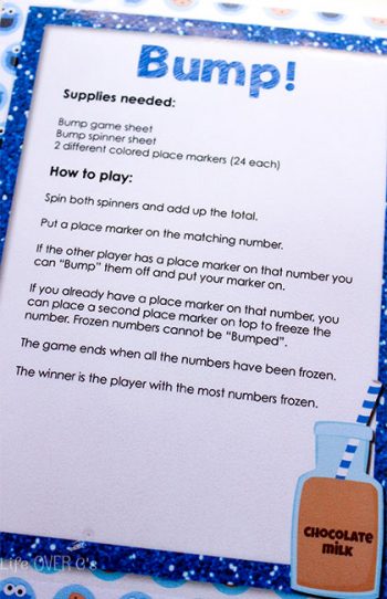 Free Printable Cookie Bump! Game for Addition