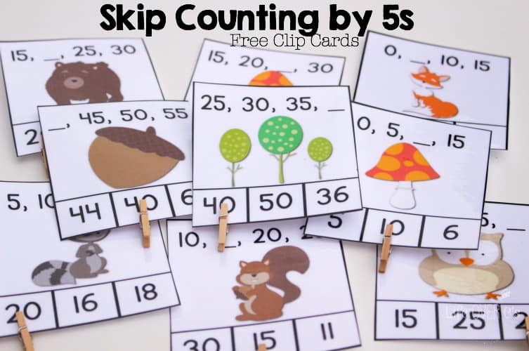 Free Printable Skip Counting by 5s Clip Cards