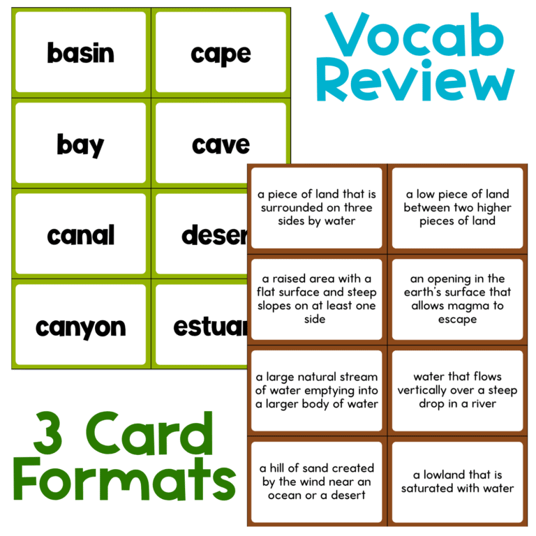 Landform Vocabulary Slap It! Card Game - Life Over C's