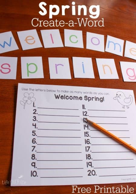 Free Printable Spring Create-a-Word Activity - Life Over C's