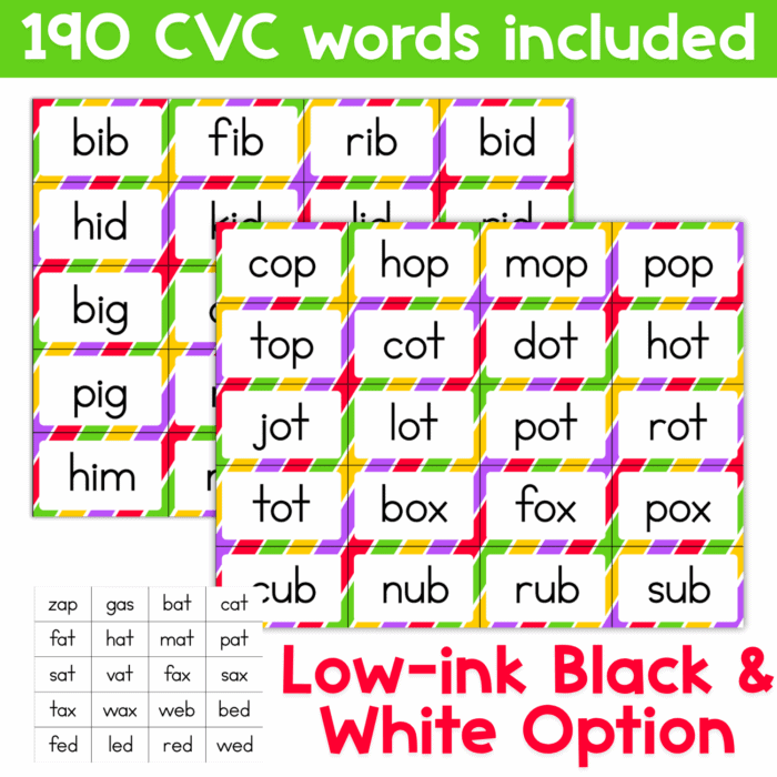 Fun Christmas Themed CVC Word Families Game
