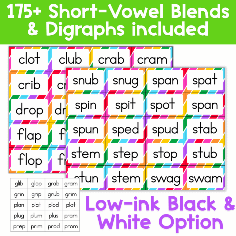 Fun, Rainbow Theme Initial Blends Board Game: CCVC/CCCVC