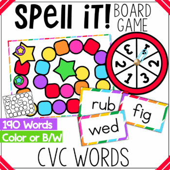 CVC Word Families Board Game Rainbow Themed - Life Over C's