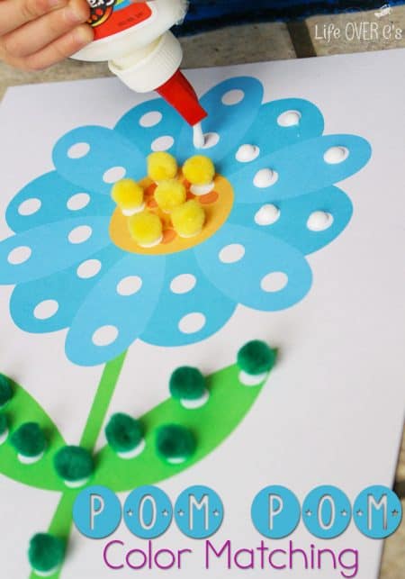 Free Pom Pom Fine Motor & Color Mats for Spring