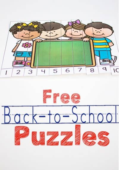 Free Back to School Puzzles for Counting to 10