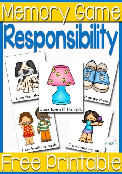 Free Printable Responsibility Memory Game for Kids