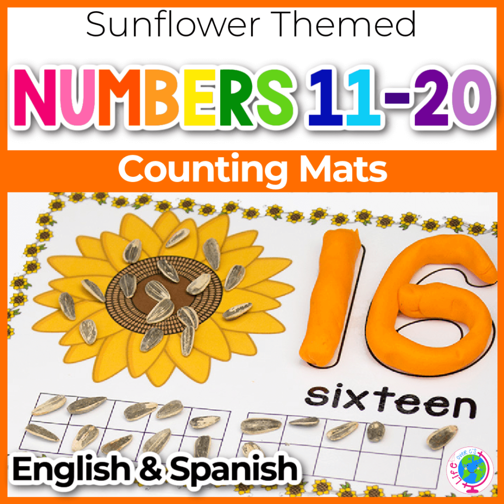 Free Printable Sunflower Play Dough Mats for Numbers 1-10