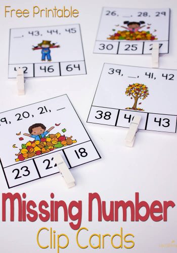 Free Printable Missing Number Clip Cards for Fall