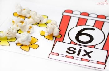 Free Printable Popcorn Counting Cards for 1-10