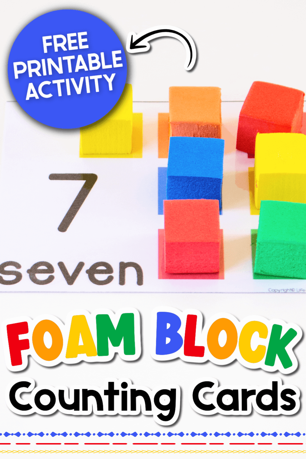 Free Printable Foam Block Counting Cards 🟥 🟦 🟨