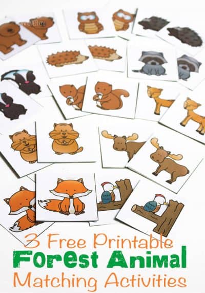 3 Free Printable Forest Animal Matching Activities