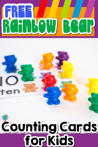 Fun Rainbow Bear Counting Cards for Preschool Numbers 1-10