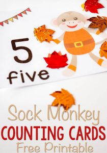 Free Printable Sock Monkey Counting Cards for 1-10