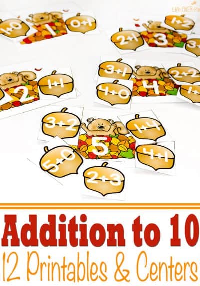 Fall Themed Addition to 10 Printables & Centers Pack