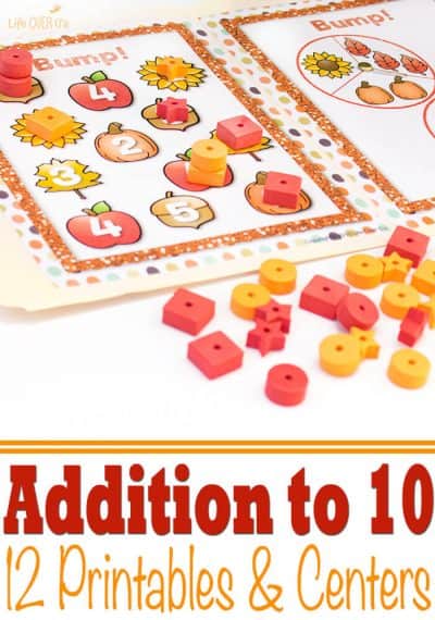 Fall Themed Addition to 10 Printables & Centers Pack