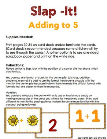 Fall Themed Addition to 10 Printables & Centers Pack