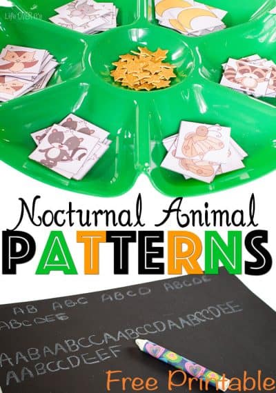 Free Printable Nocturnal Animals Growing Patterns Activity