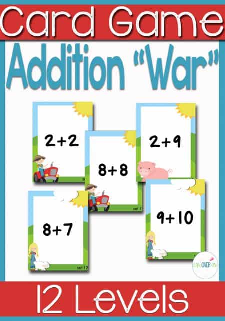 Addition Facts 1-10 “War” Card Games and Printables - Life Over C's