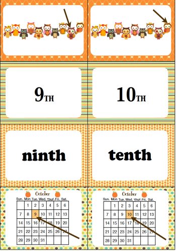 October Theme Ordinal Number Card Games: 1st-10th