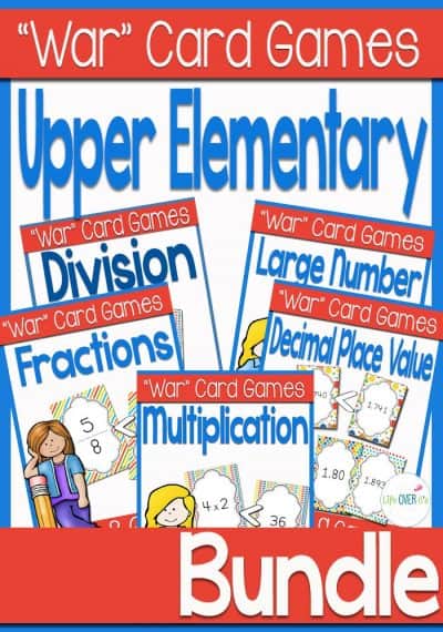 Upper Elementary Math "War" Card Games Bundle: 5 Concepts