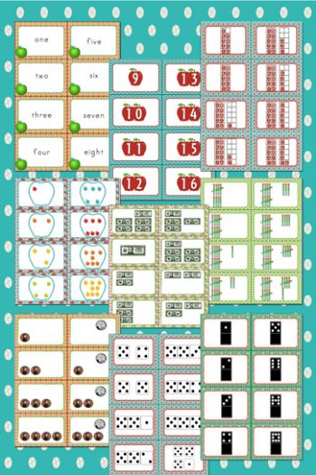 15 Apple Theme Card Games for Numbers 1-20