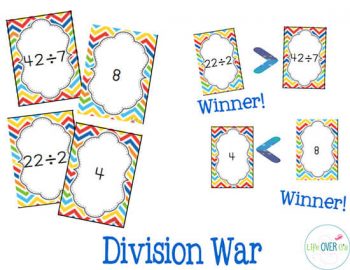 Division Facts "War" Card Game - Life Over C's