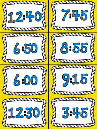 5 Card Games for Telling Time to Five Minutes (Level 4)