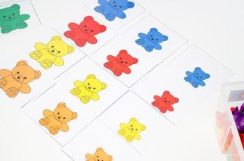 Free Printable Size Order Rainbow Bear Cards: Big, Small, Medium