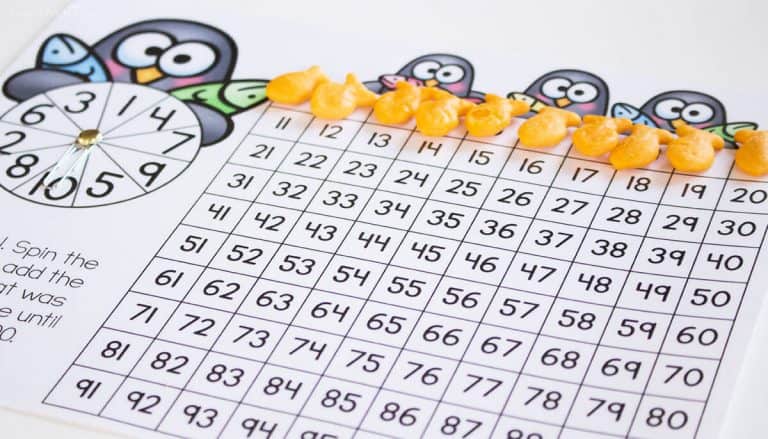 Free Printable Penguin Addition to 100 with Hundreds Chart