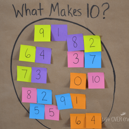 Easy "Make Ten" Math Game with Sticky Notes