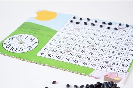 Free Printable Insect Addition to 100 Hundred Chart Activity