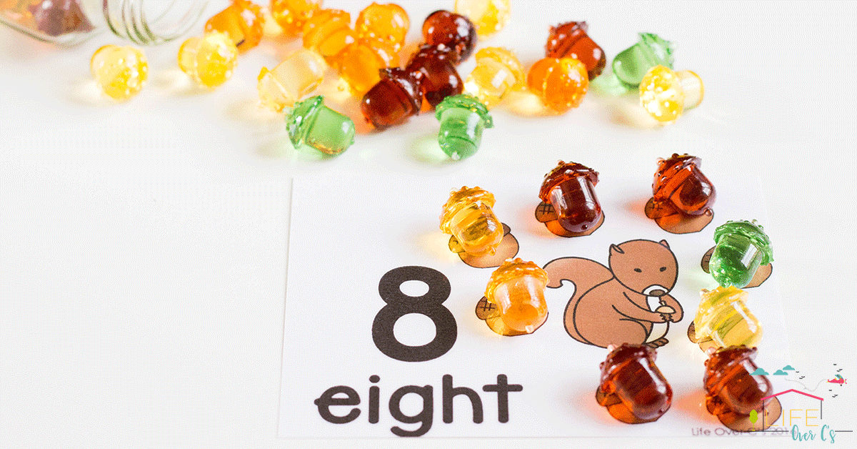 Free Printable Acorn Counting Cards for Fall