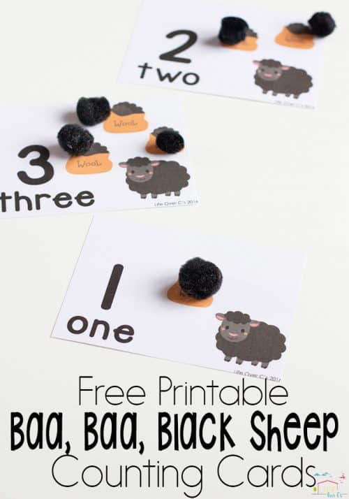 Baa, Baa, Black Sheep Counting Cards for Numbers 1-10