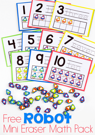 Free Printable Rocket Mini Eraser Math Activity Pack