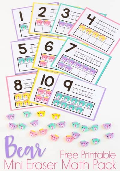 Free Printable Bear Mini Eraser Math Activity Pack