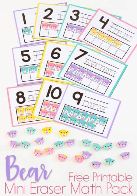 Free Printable Bear Mini Eraser Math Activity Pack
