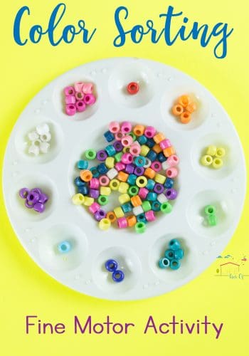 Color Sorting Fine Motor Activity with Beads - Life Over C's
