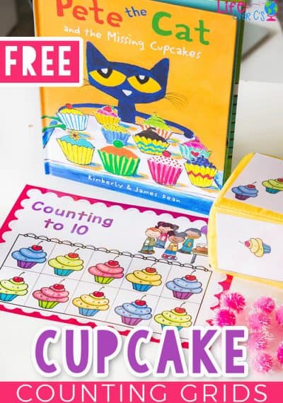 Free Printable Cupcake Counting Grids for Preschool
