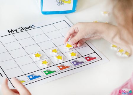 Free Printable Colored Shoe Graphing Activity for Preschool