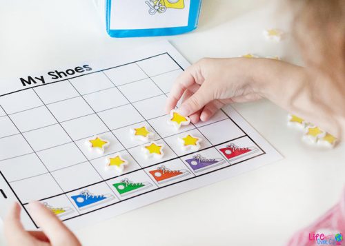 Free Printable Colored Shoe Graphing Activity for Preschool