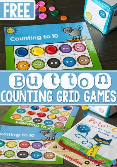 Free Printable Button Counting Grid Game for Preschool